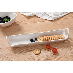 Pampa Bay Shatterproof Melamine Cracker Tray, 14.3 x 3.3 Inch, Food, Freezer, Dishwasher Safe, White