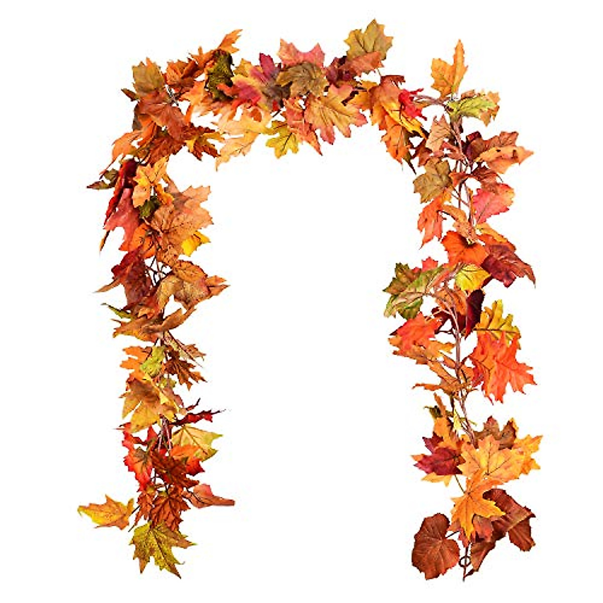 DearHouse 2 Pack Fall Garland Maple Leaf, 5.9Ft/Piece Hanging Vine Garland Artificial Autumn Foliage Garland Thanksgiving Decor for Home Wedding Fireplace Party Christmas