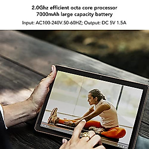 10.1 Inch Tablet, 6GB RAM 128GB ROM Support Multiple Languages 5GWIFI Tablet PC 2.0Ghz Octa Core USB C Charging Port with Leather Shell for 11.0 (US Plug)