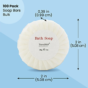 Travel Well Bar Soap Bulk - 100 Pack, 1.0 oz Travel Size Soap Bars - Individually Wrapped For Hotels and Motels - Great for Vacation Rental and Airbnb Toiletries or Hygiene Kits Supplies