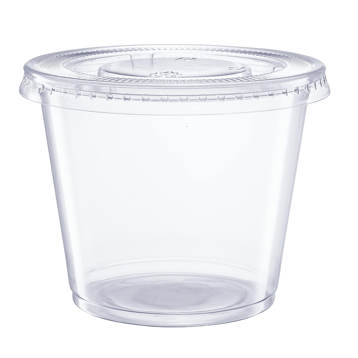 Comfy Package [5.5 oz. - 100 Count Clear Disposable Plastic Portion Cups with Lids - Soufflé Cups, Jello Shot Cups With Lids, Clear Plastic Containers With Lids