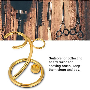 Tmtop Men Shaving Tool Holder Beard Shaver Razor Brush Stand Rack (Gold)