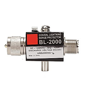 Coaxial Arrestor, PL259 Female to Male 400W Low Loss VSWR Lightning Surge Protector Coaxial Arrester for Building Antenna for Transceivers, Receivers, etc