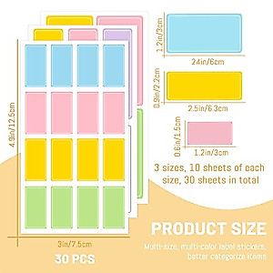 Rectangular Assorted Color Waterproof Removable Labels Self-Adhesive Name Label Stickers for Office School Supplies, Water Bottles, Daycare, Food Containers Classification Mark Name Sticker (260)