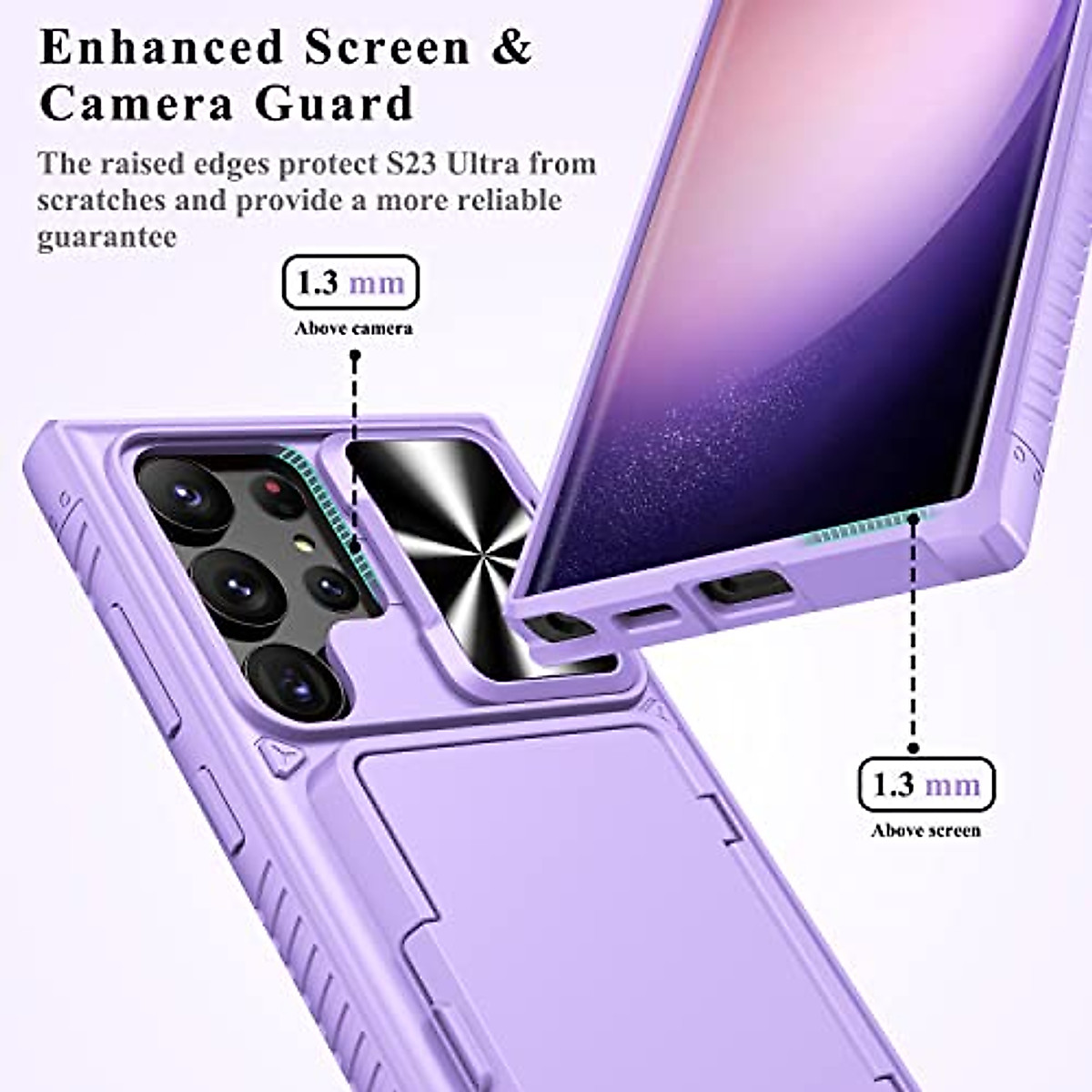 BXYJY for Samsung Galaxy S23 Ultra Wallet Case with Card Holder & Kickstand & Slide Lens Cover, Rugged Anti-Drop Protective Phone Case Cover Compatible with Samsung Galaxy S23 Ultra 5g 2023, Purple
