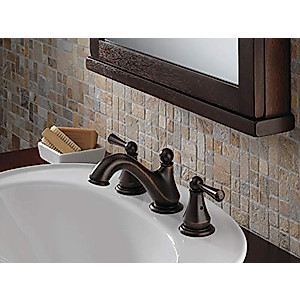 Delta Faucet Haywood Widespread Bathroom Faucet 3 Hole, Bronze Bathroom Faucet, Bathroom Sink Faucet, Drain Assembly, Venetian Bronze 35999LF-RB