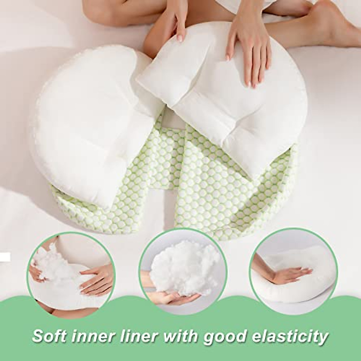 Pregnancy Pillows for Sleeping, Maternity Pillow, Supports The Belly, Back, Hips and Legs of Pregnant Women, Pregnancy Must Haves Body Pillow, Adjustable and Removable Pillowcase,Golden.