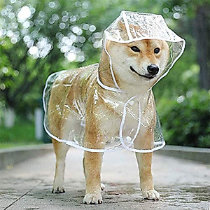 Dog Raincoat, Waterproof Pet Raincoats with Poncho Hood, Portable Transparent Dog Rain Coat Lightweight Dog Rain Jacket for Outdoor Walking in Rainning Days