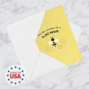 Sweet As Can Bee Baby Shower Invites / 25 Double Sided Cards With White Envelopes / 5" x 7" Honeybee Invitations/Fill In Gender Neutral Cards