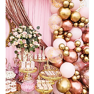Beaumode Diy Rose Gold Pink White Balloon Garland Arch 160PCS with Confetti Balloons Baby Shower Wedding Princess Birthday Anniversary Engagement Bridal Shower Party Decoration (Rose Gold Pink White)