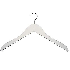NAHANCO 200714WHU Wooden Shirt Hangers, Home Use, Executive Series", 17", White Finish (Pack of 25)