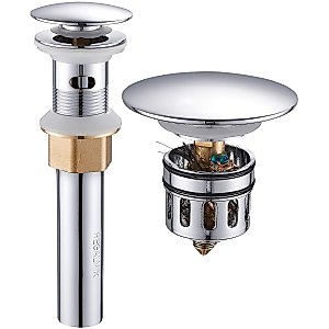 Vessel Sink Drain,Bathroom Pop-up Drain With Detachable Basket Stopper, Anti-Explosion And Anti-Clogging Drain Strainer, Sink Drain Assembly With Overflow Polished Chrome, REGALMIX RWF083H