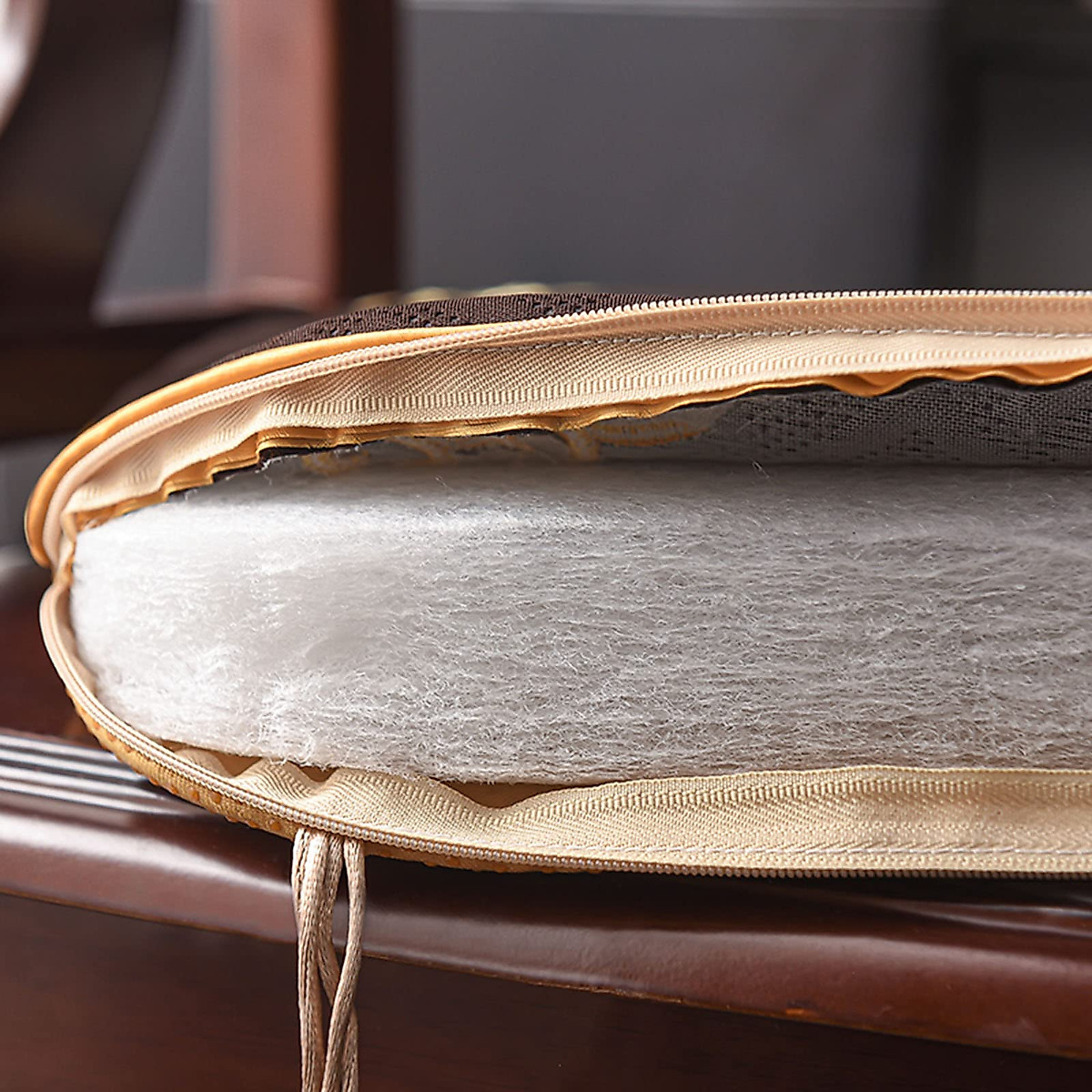 Dining Chair Cushions, Elegant Embroidery Seat Cushion for Kitchen Chairs Pads Stool Mat Indoor Outdoor Non-Slip Chair Pads with Tie and Zipper, Washable, 45x42cm,Green,Pack of 4