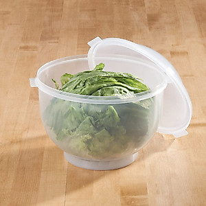 Fox Valley Traders Lettuce Keeper, Crafted With 100% Durable Plastic, Kitchen Storage and Organization - Set of 2, Each Measures 7" High x 8" Diameter With Raised Lid