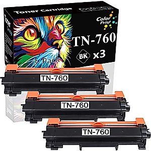3-Pack ColorPrint Compatible TN760 Toner Cartridge Replacement for Brother TN-760 TN-730 TN730 Work with HL-L2350DW HL-L2395DW HL-L2390DW HL-L2370DW MFC-L2750DW DCP-L2550DW Laser Printer (Black)