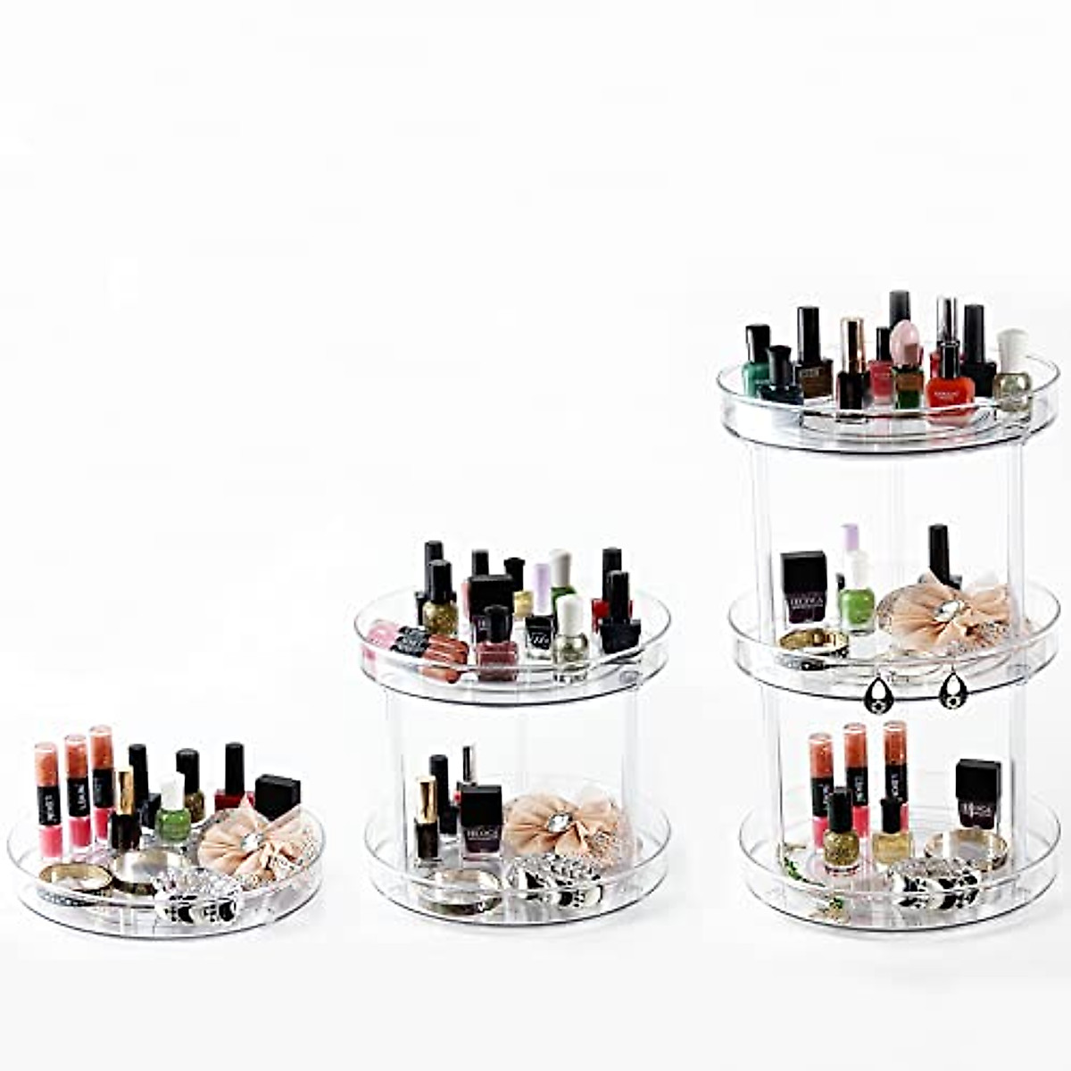 Lazy Susan Turntable 2-Tier Pantry Organization and Storage Spice Rack Spinning Cabinet Organizer Rotating Condiment Tray Spinner for Kitchen Vanity Bathroom Jewelry Makeup Cosmetic 9.2-Inch Clear