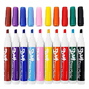 Volcanics Dry Erase Markers Low Odor Chisel Tip Whiteboard Markers Pack of 10,10 Colors