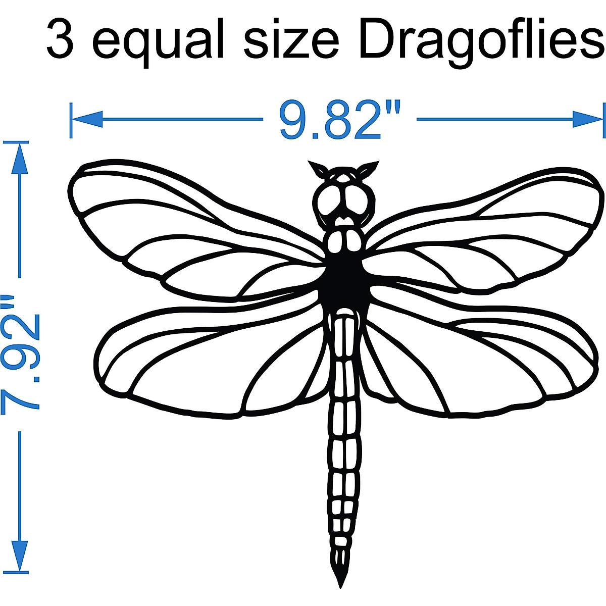 3 Equal Dragonflies - is Not Vinyl Decal or Peel n Stick - Approx 10 x 8 inches Each - 5 Minute Install, 1/16 inch Thick matboard - Easily Tak-it-Up with Plasti-Tak provided Removable Paintable