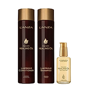 L'ANZA Heal & Restore Hair Care Kit - Shampoo, Conditioner and Keratin Hair Oil for Enhancing Hair Volume and Achieving a Soft, Lustrous Texture - for Women (10.1/8.5/3.4 Fl Oz)