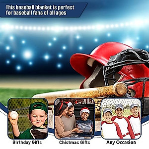 TEEMAN Personalized Baseball Fleece Sherpa Throw Blanket, Baseball Gifts for Boys 8-12, Custom Name Blanket for Baseball Fan Player, Blankets for Sports Fans Kids Boys Adults on Birthday