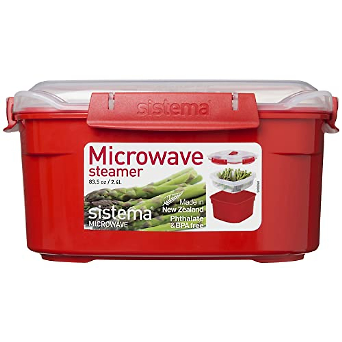 Sistema Microwave Collection Steamer, Medium, 83.5 oz./2.4 L, Red