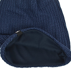 HISSHE Men Oversize Skull Slouch Beanie Large Skullcap Knit Hat (Ribbed-Navy)