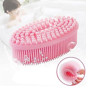 3 Set of Multifunctional Silicone Body Scrubber Loofah Soft and Skin-Friendly-,Easy to Clean,Scalp Massage ，Durable and Hygienic - Suitable for Various People and Pets (1 Count Pink)