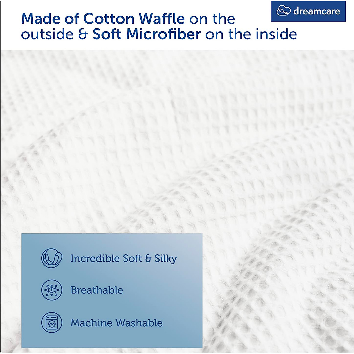 Waffle Duvet Cover King - Cooling Duvet Cover - Cotton Waffle Weave Duvet Cover Set with 1 King Duvet Cover and 4 Pillowcases - White Duvet Cover King Size - Cotton Duvet Cover (King, 104x90'' White)