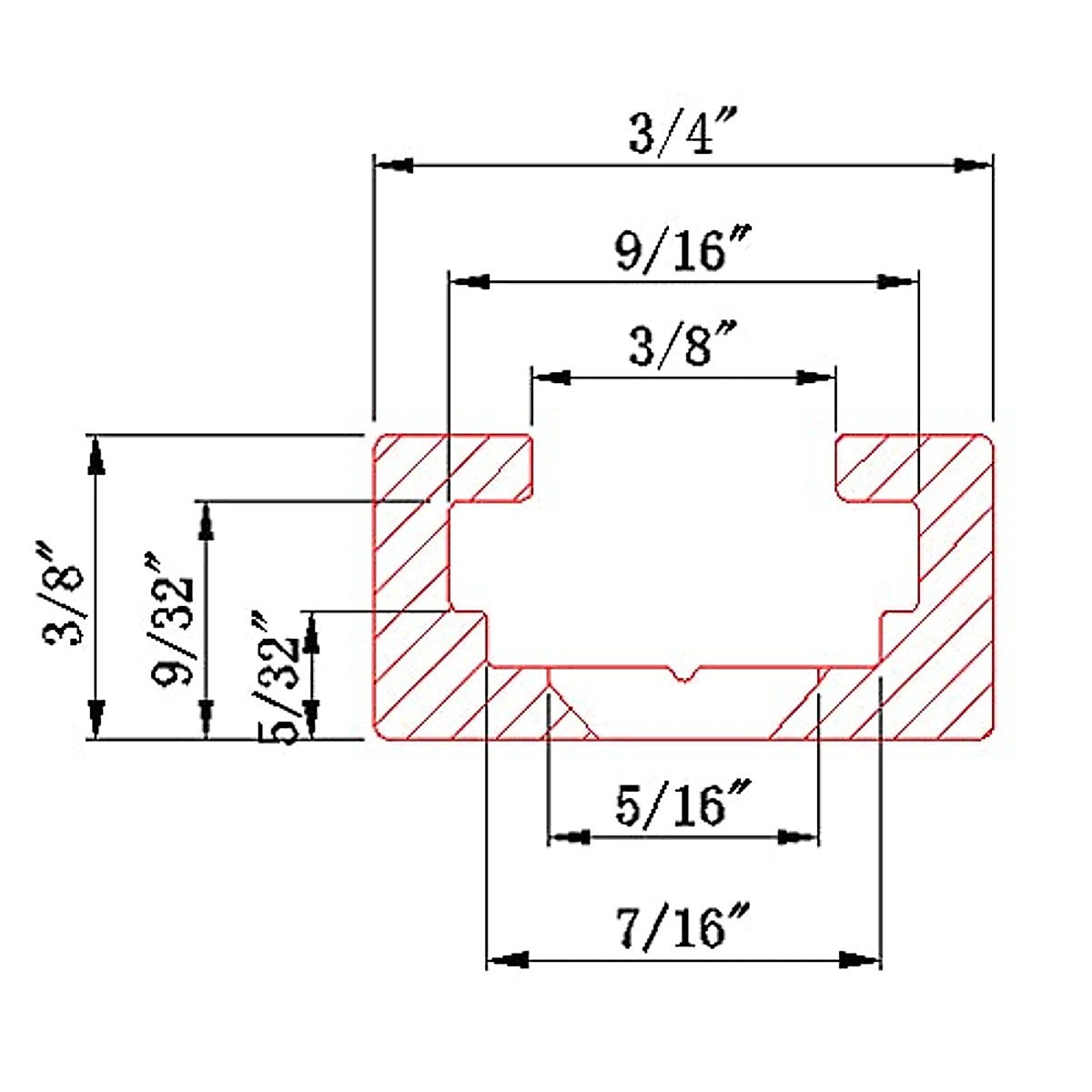 T Track 36" with Wood Screws-Double Cut Profile Universal T-Track with Predrilled Mounting Holes-T Track Woodworking-Fine Sandblast Anodized-Red Color-4PK