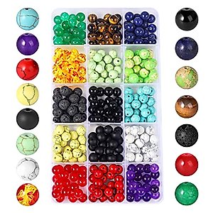 Beads for Jewelry Making Bulk ,Crystal Beads Bracelet Making kit Mixed 300pcs Healing Bead Rock Loose Nature Stone Gemstone for DIY Bracelet Necklace Essential Oil