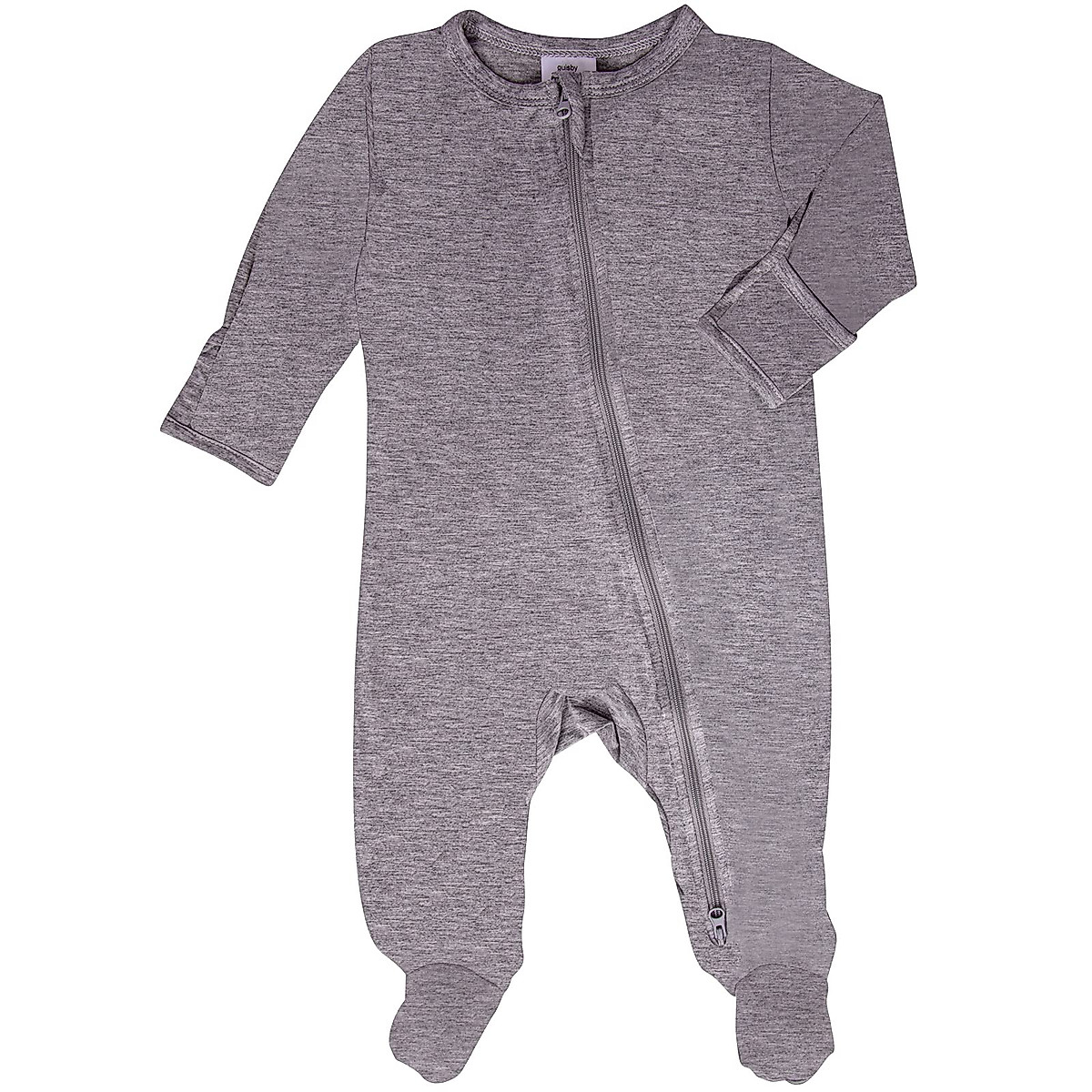 GUISBY Baby Boy Rayon Pajamas 2 Way Zip Front, Sleep and Play Footies Long Sleeve Grey Pjs Jumpsuit Black-Grey-0-3