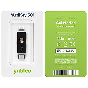 Yubico - YubiKey 5Ci - Two-Factor authentication Security Key for Android/PC/iPhone, Dual connectors for Lighting/USB-C - FIDO Certified