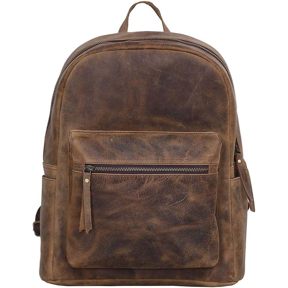 KomalC Leather backpack purse rucksack laptop bag for women & men travel school college hiking travel shoulder camping bag