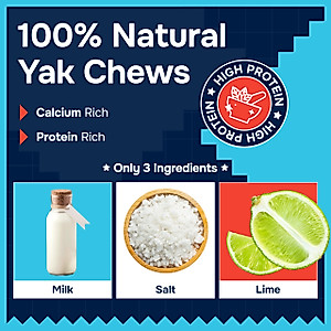 100% Natural Yak Cheese Himalayan Made Dog Chews All Breeds - Lactose Free Yak Chews for Small, Medium & Large Dogs - Dental Cleaning Dog Chews Aggressive Chewers - Long Lasting Odor & Gluten Free