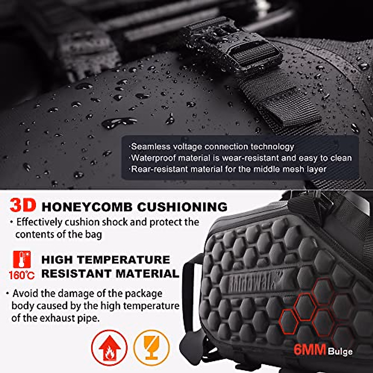 Rhinowalk Motorcycle Saddlebags Waterproof 28L (14L*2) Side Saddlebags, Compatible with most motorcycle racks, adventure、street、sports、dirt bike (Black 1 Pair)