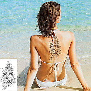 64 Sheets Flowers Temporary Tattoos for Women Girls Adults, Shemboli 3d Floral Tattoo Realistic Fake Tattoos, Waterproof Sunflower Butterfly Tattoo Stickers, Fake Body Arm Neck Chest Shoulder Tattoos