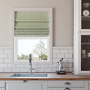 Sun Zero Seraphina Textured Total Blackout Cordless Roman Shade, 27" x 64", Sage Green