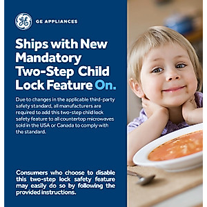 GE Countertop Microwave Oven, 1,200-watt Capacity, 2.0 Cubic Ft., 8 Auto Setting Cooking Settings, Child-Lock Technology, Kitchen Essentials for the Countertop, Dorm Room or Apartment, Satinless Steel