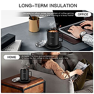 vsitoo S3 Temperature Control Smart Mug 2 with Lid, Self Heating Coffee Mug 10 oz, LED Display, 90 Min Battery Life - App&Manual Controlled Heated Coffee Mug - Improved Design, Coffee Gifts, Black
