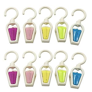 10pcs Assorted Color Portable Strong Plastic Swivel Hook Multi-functional Clips Laundry Hooks Clothes Pins Hanging Curtain Clips Beach Towel Clips from Blowing Away(Random Color)