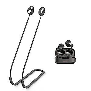 smaate Anti-Lost Strap Compatible with iLuv TB100 Earbuds, Soft Silicone Cord for Sports, Black