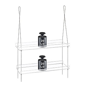 Sumerflos Acrylic Hanging Floating Shelves, 2Tier Clear Indoor Wall Window Storage Rack, Height Adjustable Display Floating Shelves for Home, Kitchen, Bedroom, Bathroom