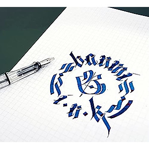 Lanxivi Yongsheng Calligraphy Fountain Pen Set Transparent Clear, 6 Assorted Tip Sizes for Art Drawing and Writing Signature
