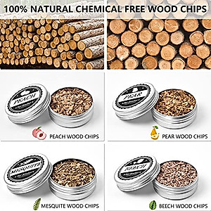 Cocktail Smoker Kit And 4 Pack Of Peach, Pear, Beech, & Mesquite Wood Chips - Cocktail Smoker Kit & Chips For Old Fashioned Cocktails, Whiskey, & Bourbon