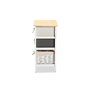 Baxton Studio Diella Modern and Contemporary Multi-Colored Wood 2-Drawer Storage Unit with Basket