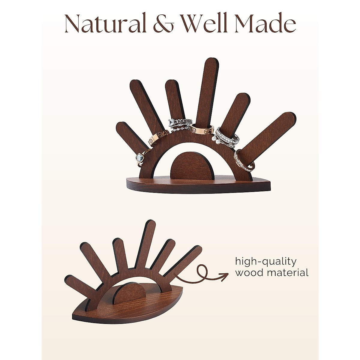 Oaque Wooden Ring Holder, Evil Eye Ring Display Wood Ring Stand, Cute Jewelry Display for Ring Display Stand, Christmas Birthday Engagement Gift for Women Her