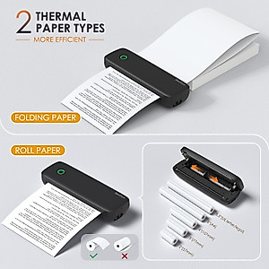 Bisofice A4 Portable Thermal Printer Wireless&USB 2"/3"/4"/8"/8.5" US Letter for Office School, with a Roll Paper Compatible with Win/Mac System Inkless Printing PDF File Webpage Documents (Black)
