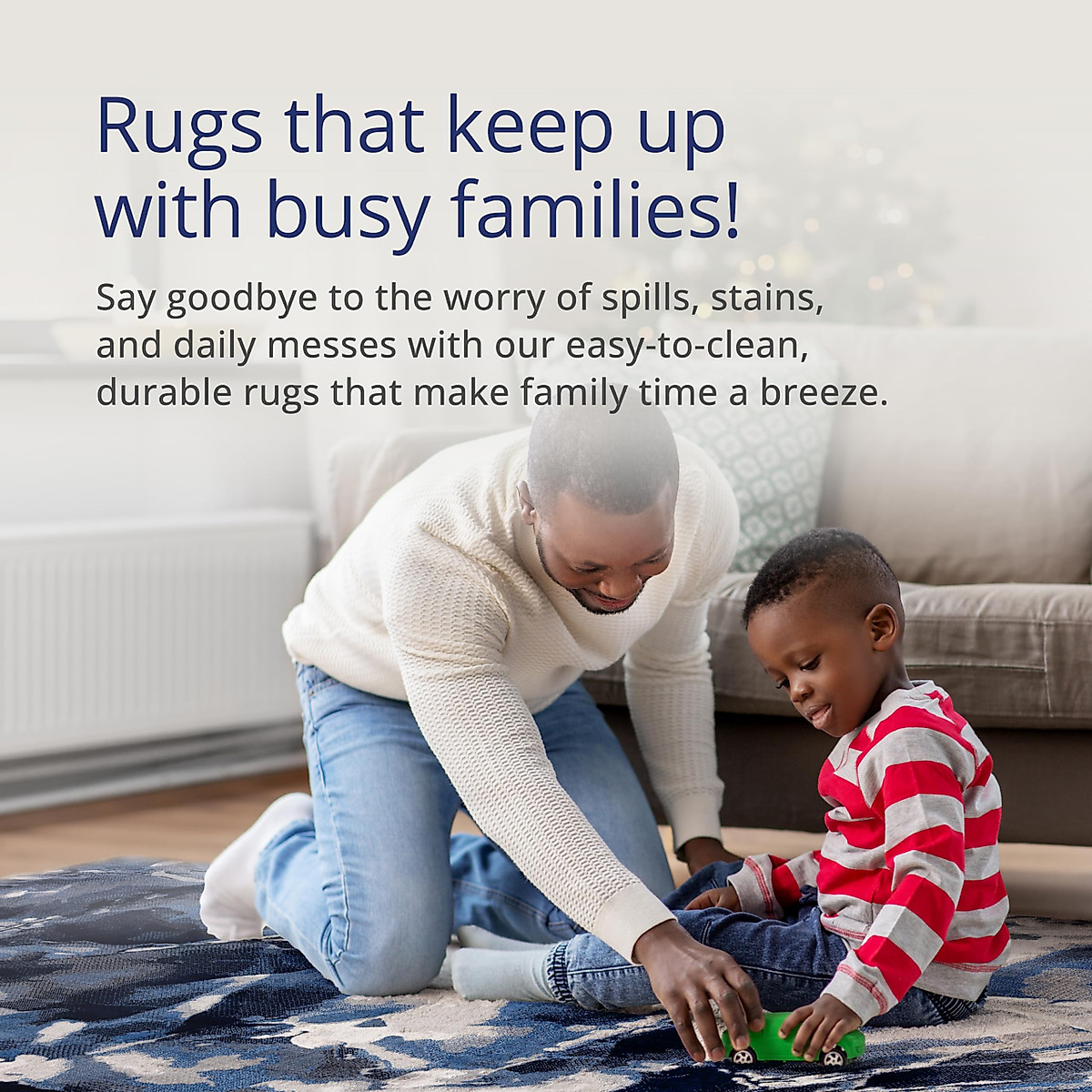 Abani Rugs Contemporary Blue & Grey Marble Ice Design 6’ x 9’ Area Rug - Modern Swirl Watercolor Non-Shedding Bedroom Rug