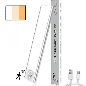 EAUTOR Under Cabinet Lights Motion Sensored – 126 LED Closet Lights Rechargeable Led Light Strip Motion Sensor Closet Lights Stick-On Magnetic Led Under Cabinet Lighting