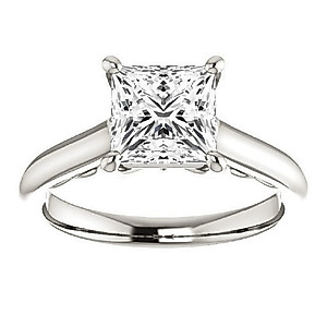 10K Solid White Gold Handmade Engagement Rings 3.0 CT Princess Cut Moissanite Diamond Solitaire Wedding/Bridal Ring Set for Women/Her Propose Rings (4)